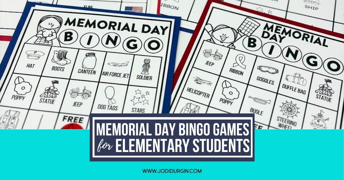 Memorial Day Bingo Activities for Elementary Students - Teaching with ...
