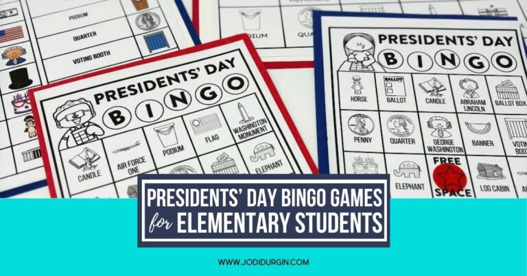Presidents' Day Bingo Activities for Elementary Students - Teaching ...
