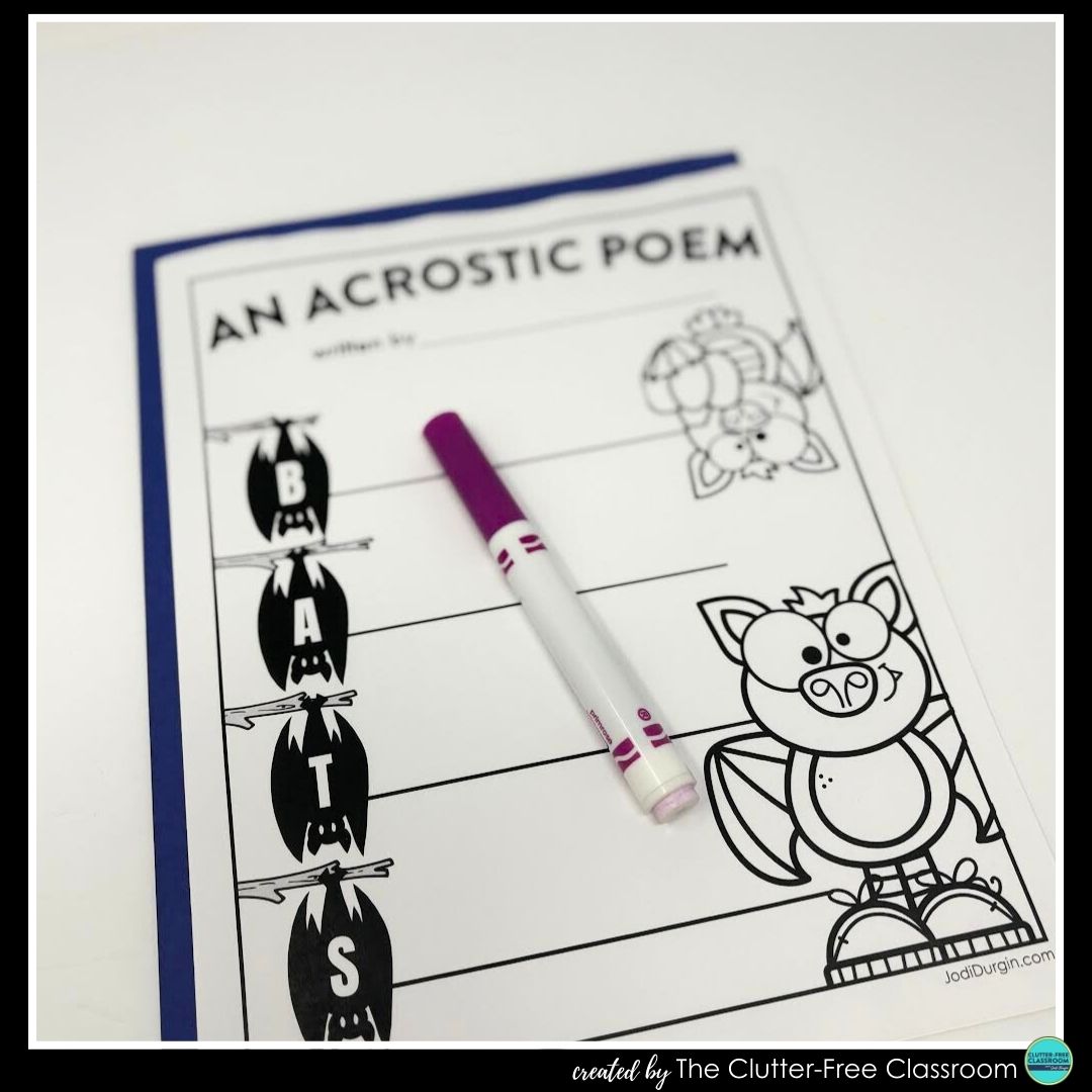 Bat Printables for Teaching Acrostic Poems to Elementary Students ...
