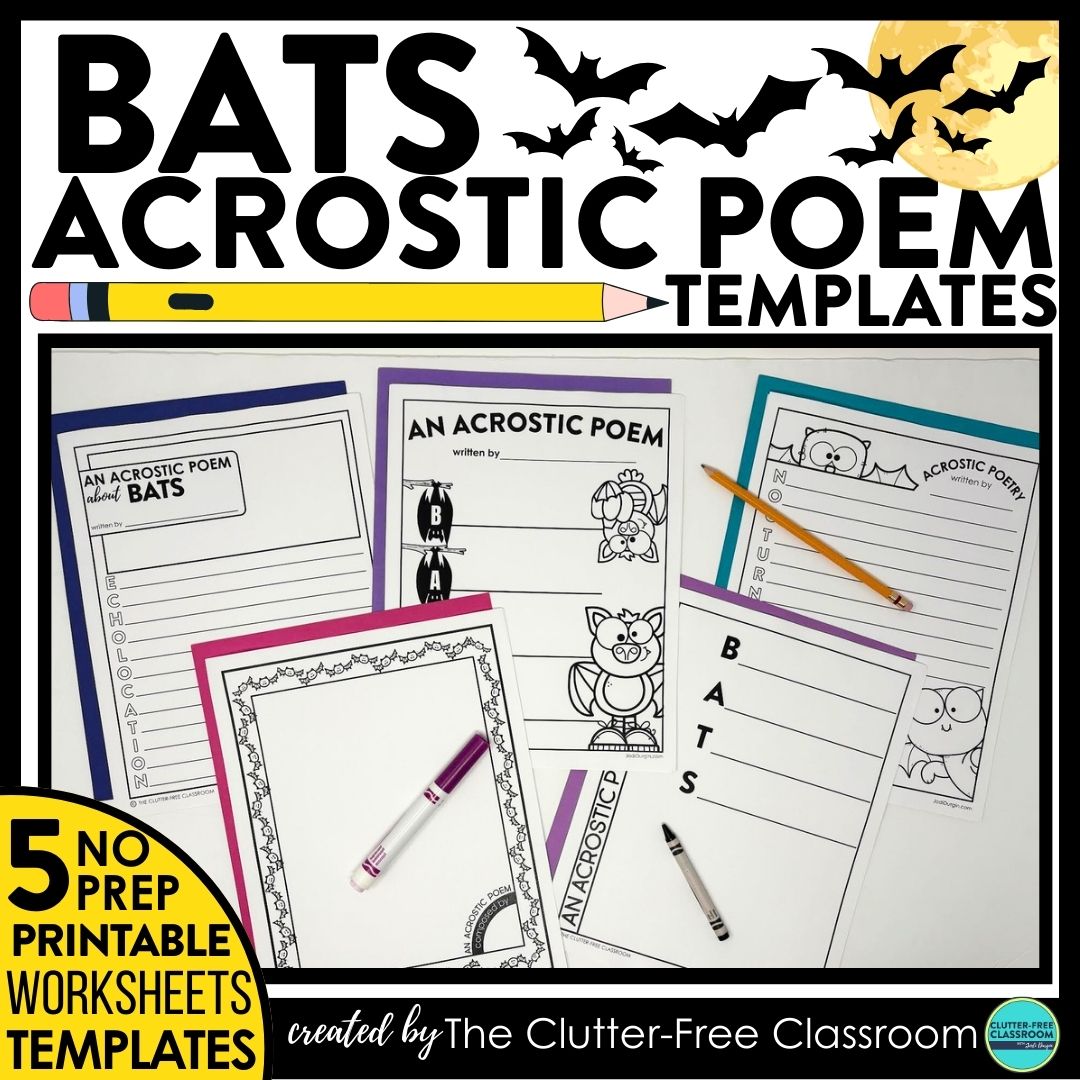 Bat Printables for Teaching Acrostic Poems to Elementary Students ...