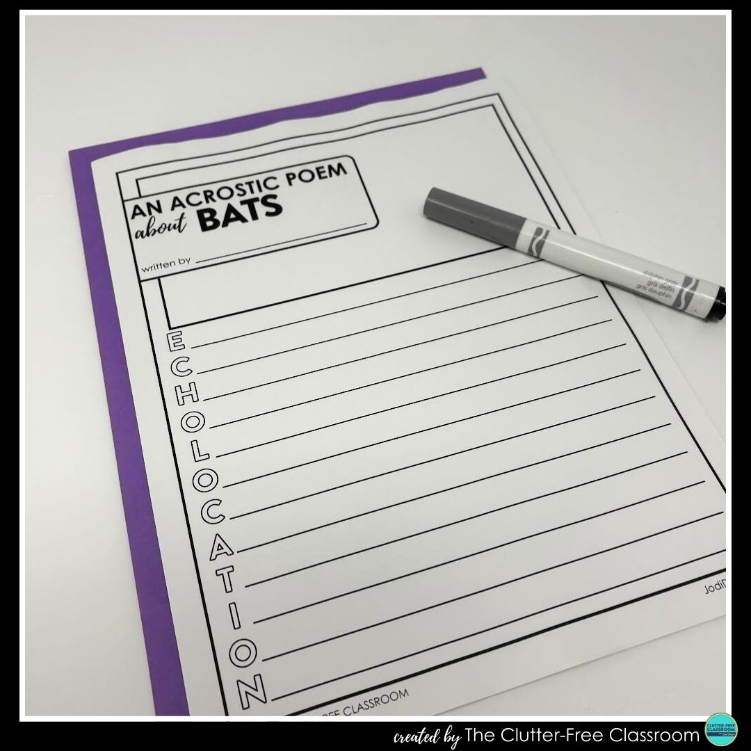 Bat Printables for Teaching Acrostic Poems to Elementary Students ...