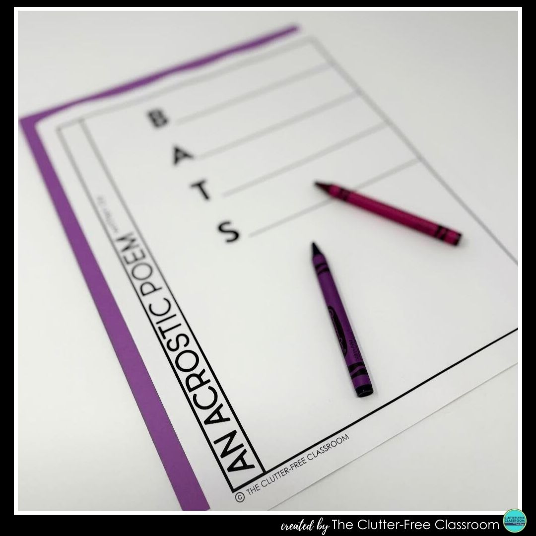Bat Printables for Teaching Acrostic Poems to Elementary Students ...