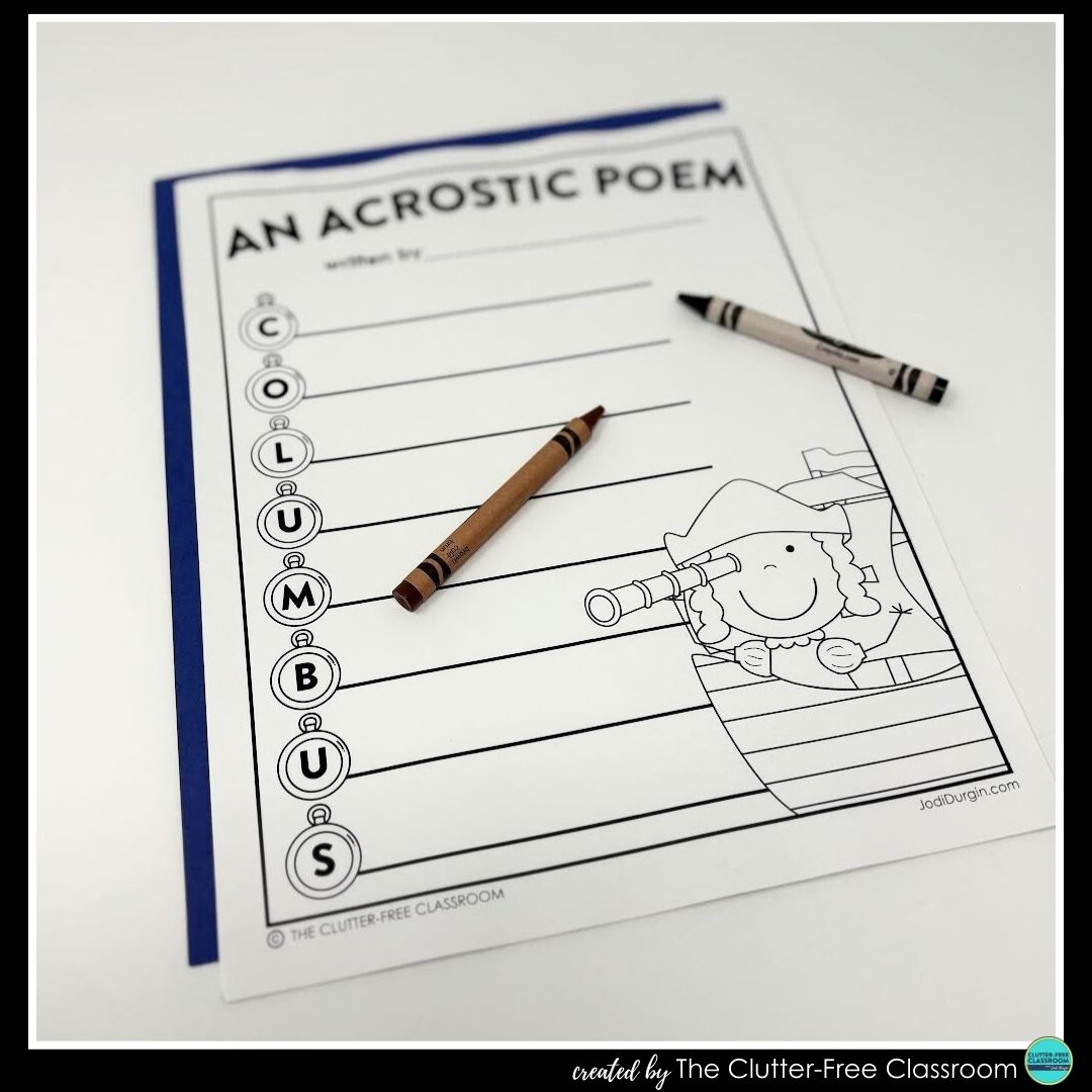 Columbus Day Worksheets for Teaching Acrostic Poems to Elementary ...