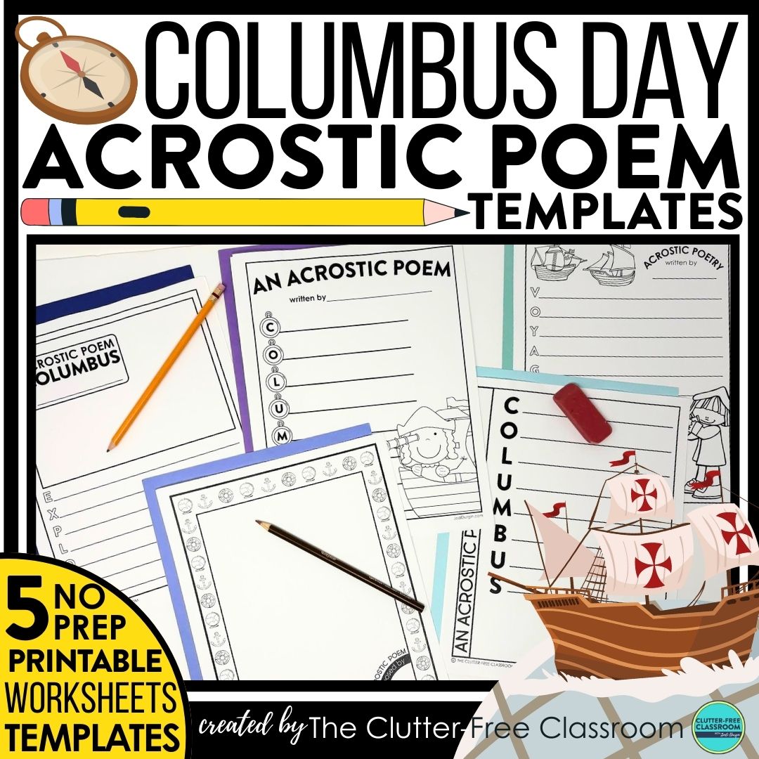 Columbus Day Worksheets for Teaching Acrostic Poems to Elementary ...