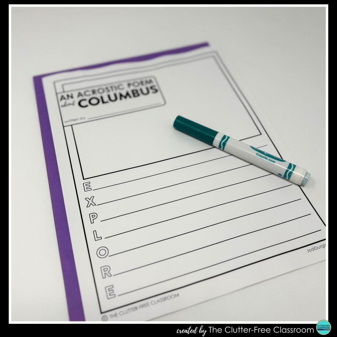 Columbus Day Worksheets for Teaching Acrostic Poems to Elementary ...