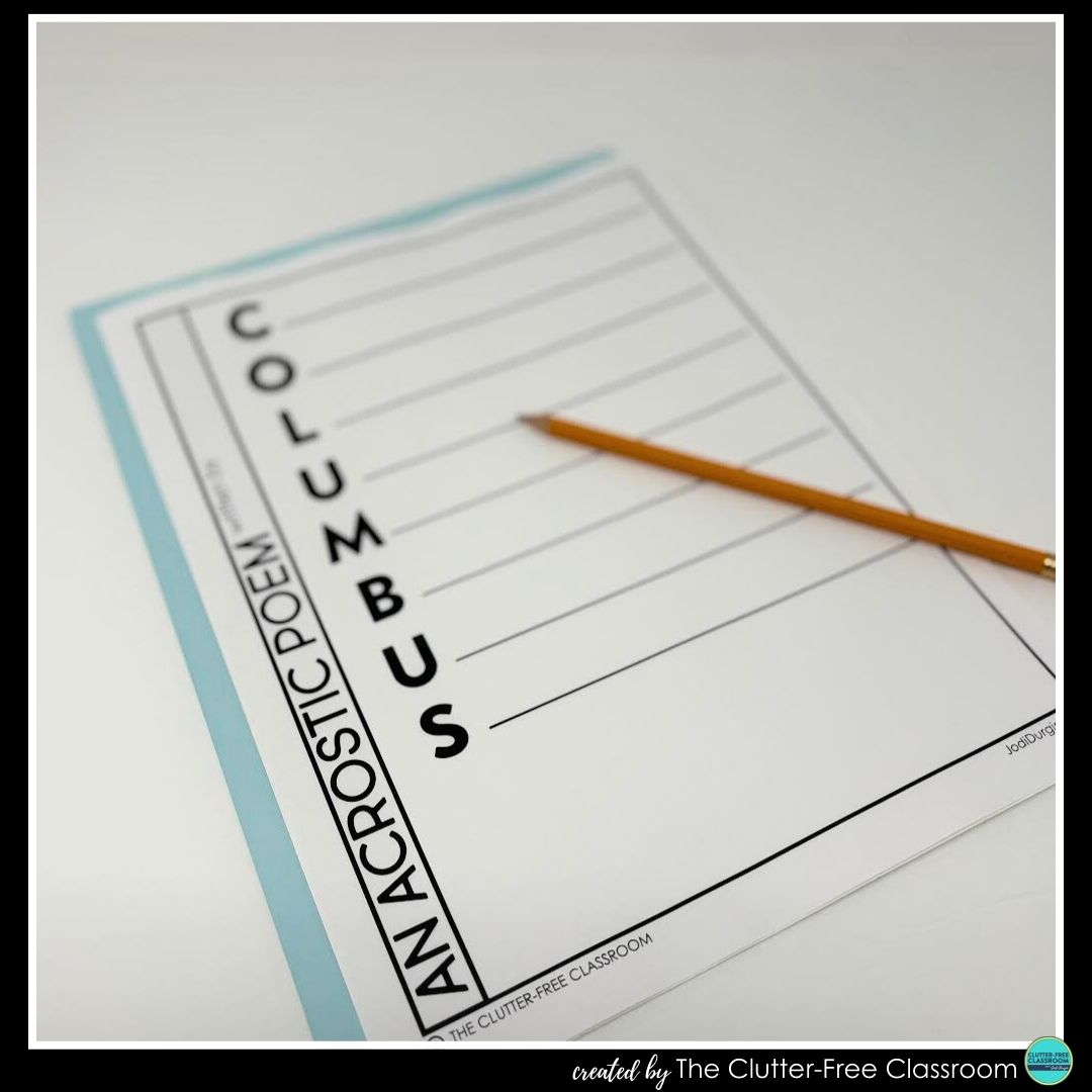 Columbus Day Worksheets for Teaching Acrostic Poems to Elementary ...