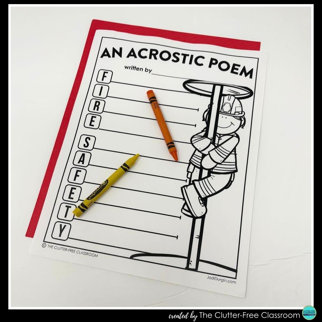 Fire Safety Printables for Teaching Acrostic Poems to Elementary ...