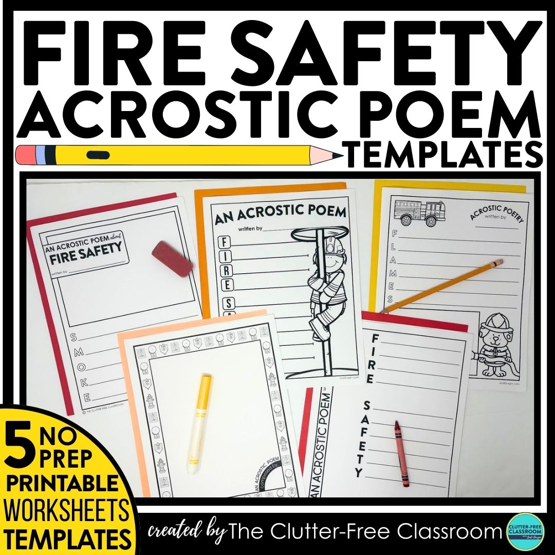 Fire Safety Printables for Teaching Acrostic Poems to Elementary ...