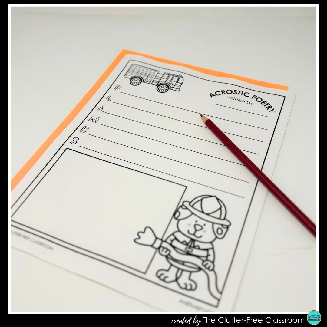 Fire Safety Printables for Teaching Acrostic Poems to Elementary ...