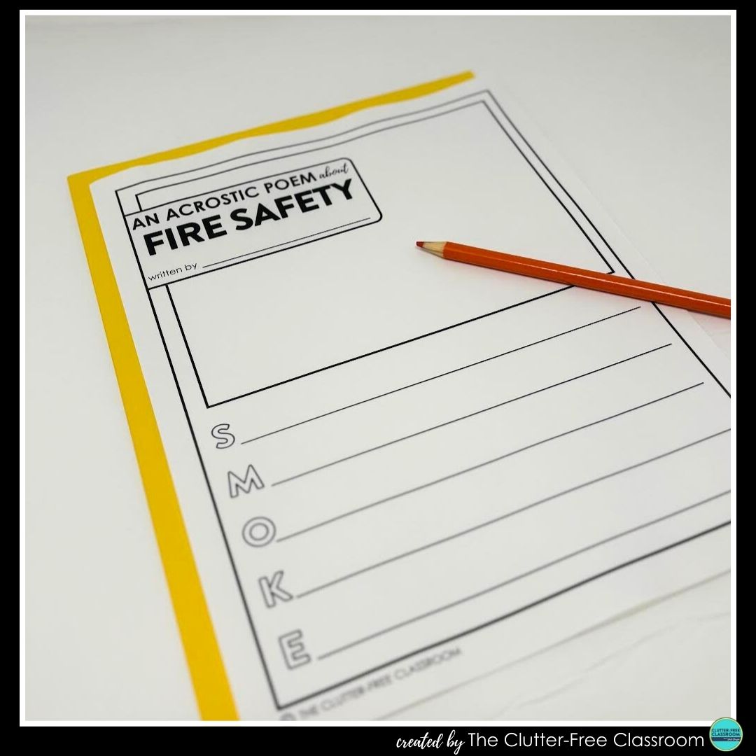 Fire Safety Printables for Teaching Acrostic Poems to Elementary ...