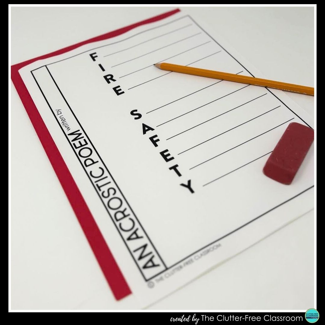 Fire Safety Printables for Teaching Acrostic Poems to Elementary ...