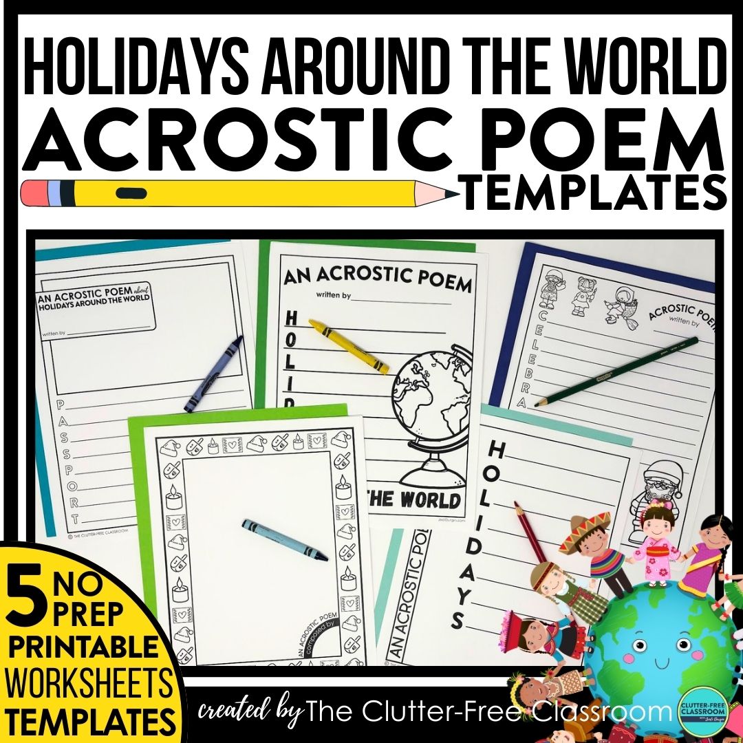 Holidays Around the World Printables for Teaching Acrostic Poems to ...