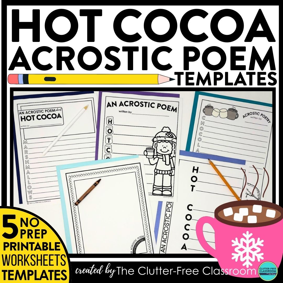 Hot Chocolate Worksheets for Teaching Acrostic Poems to Elementary ...