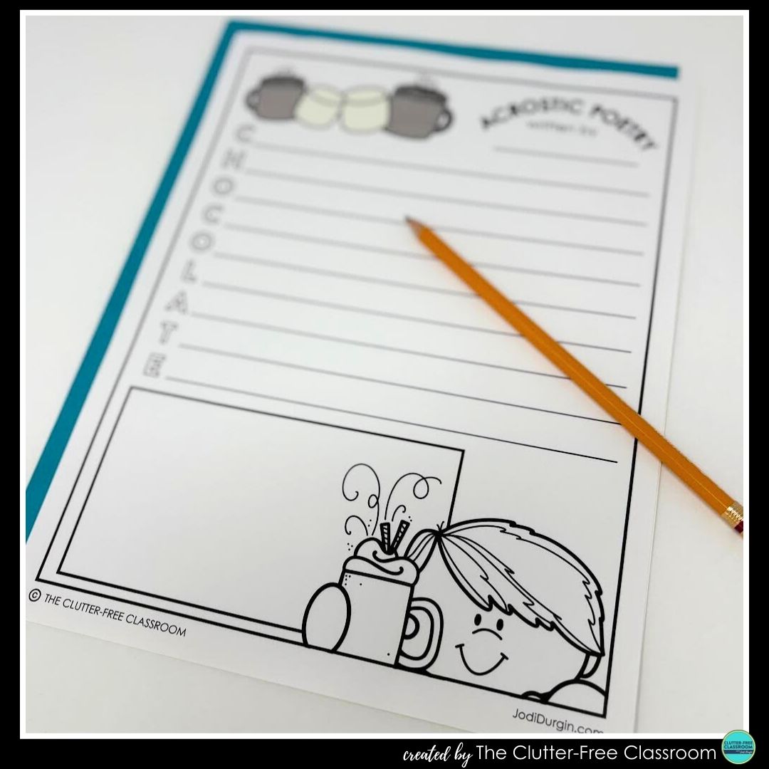 Hot Chocolate Worksheets for Teaching Acrostic Poems to Elementary ...