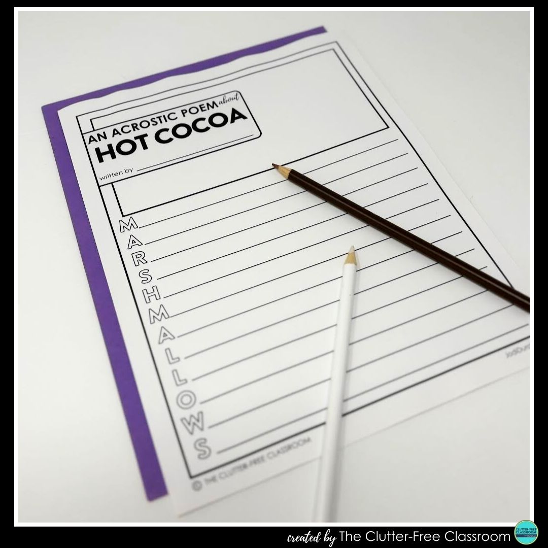 Hot Chocolate Worksheets for Teaching Acrostic Poems to Elementary ...