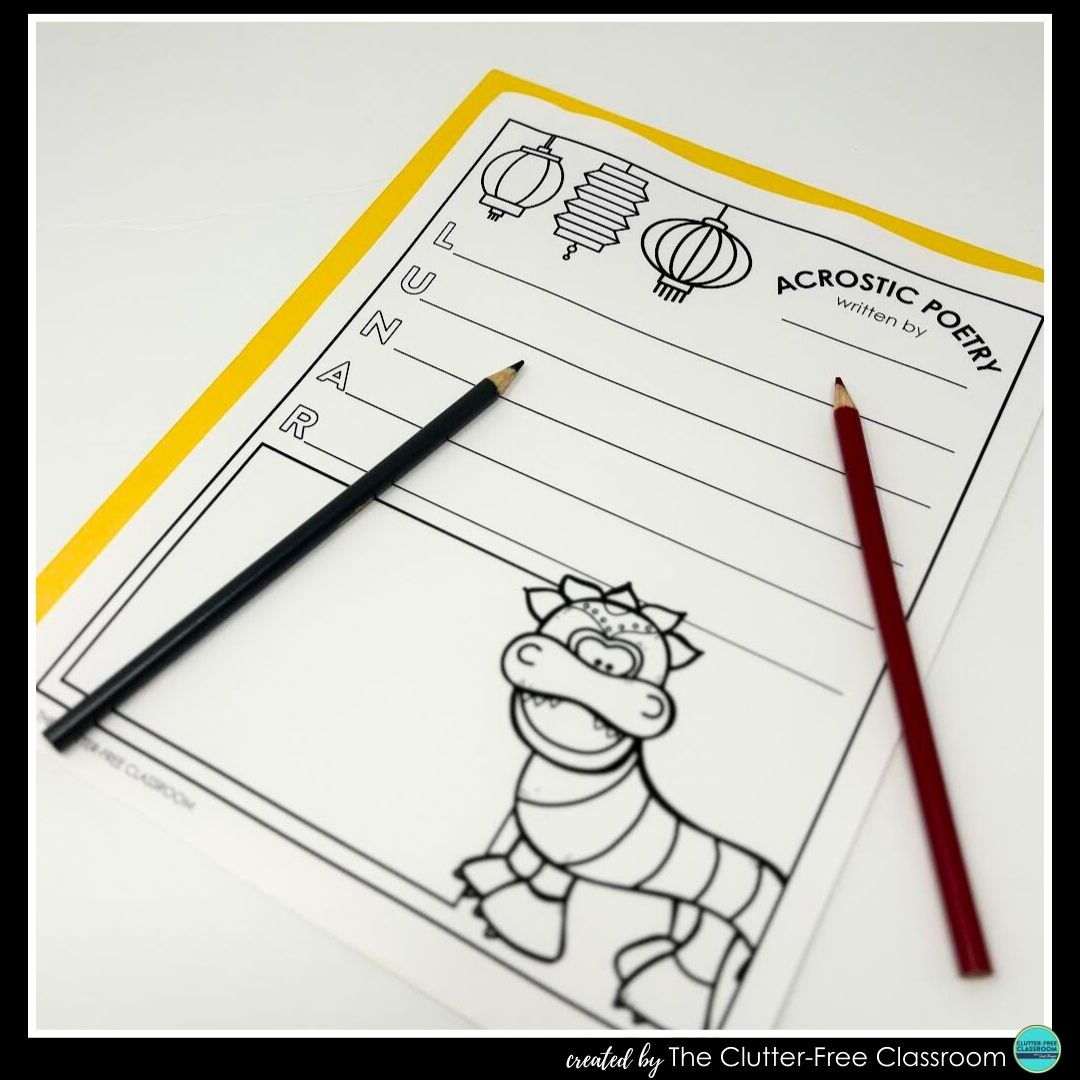 Lunar New Year Printables for Teaching Acrostic Poems to Elementary ...