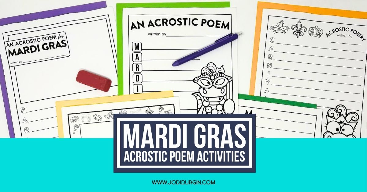 Mardi Gras Printables for Teaching Acrostic Poems to Elementary ...