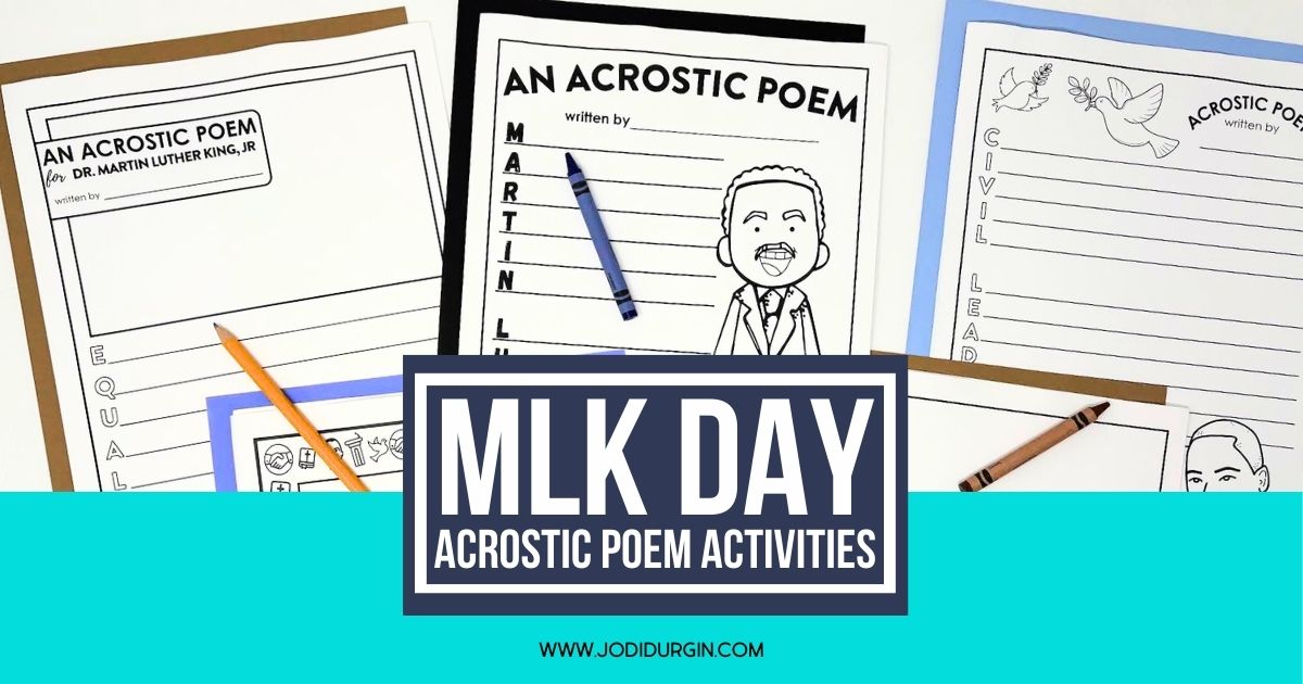 Martin Luther King Jr. Printables for Teaching Acrostic Poems to ...