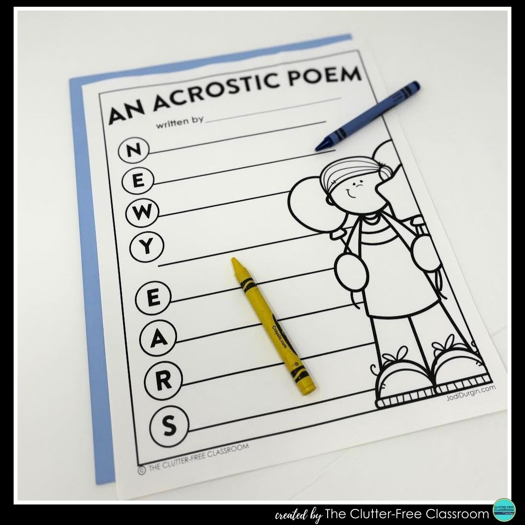 New Year's Printables for Teaching Acrostic Poems to Elementary ...
