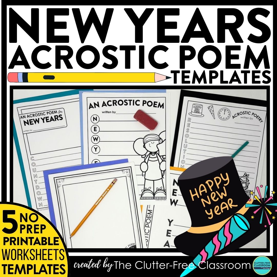 New Year s Printables For Teaching Acrostic Poems To Elementary