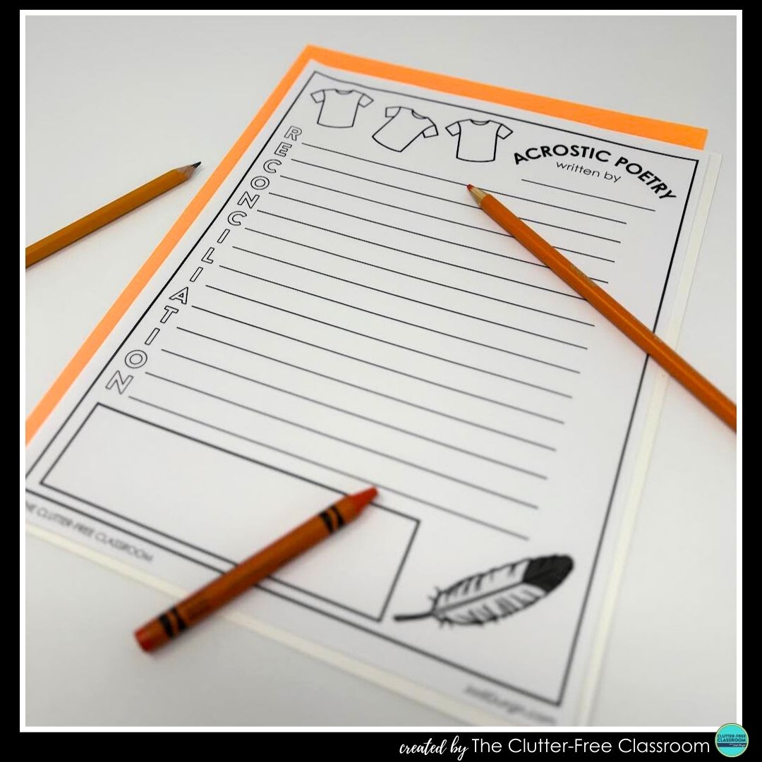 Orange Shirt Day Worksheets for Teaching Acrostic Poems to Elementary ...