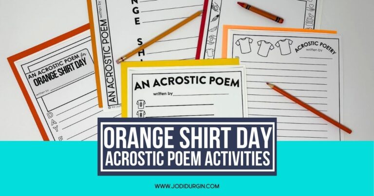 Orange Shirt Day Worksheets for Teaching Acrostic Poems to Elementary ...