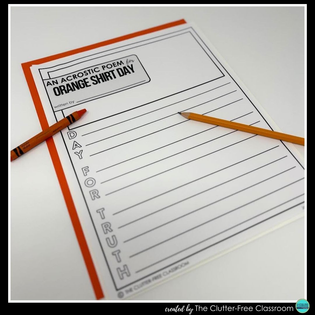 Orange Shirt Day Worksheets for Teaching Acrostic Poems to Elementary ...