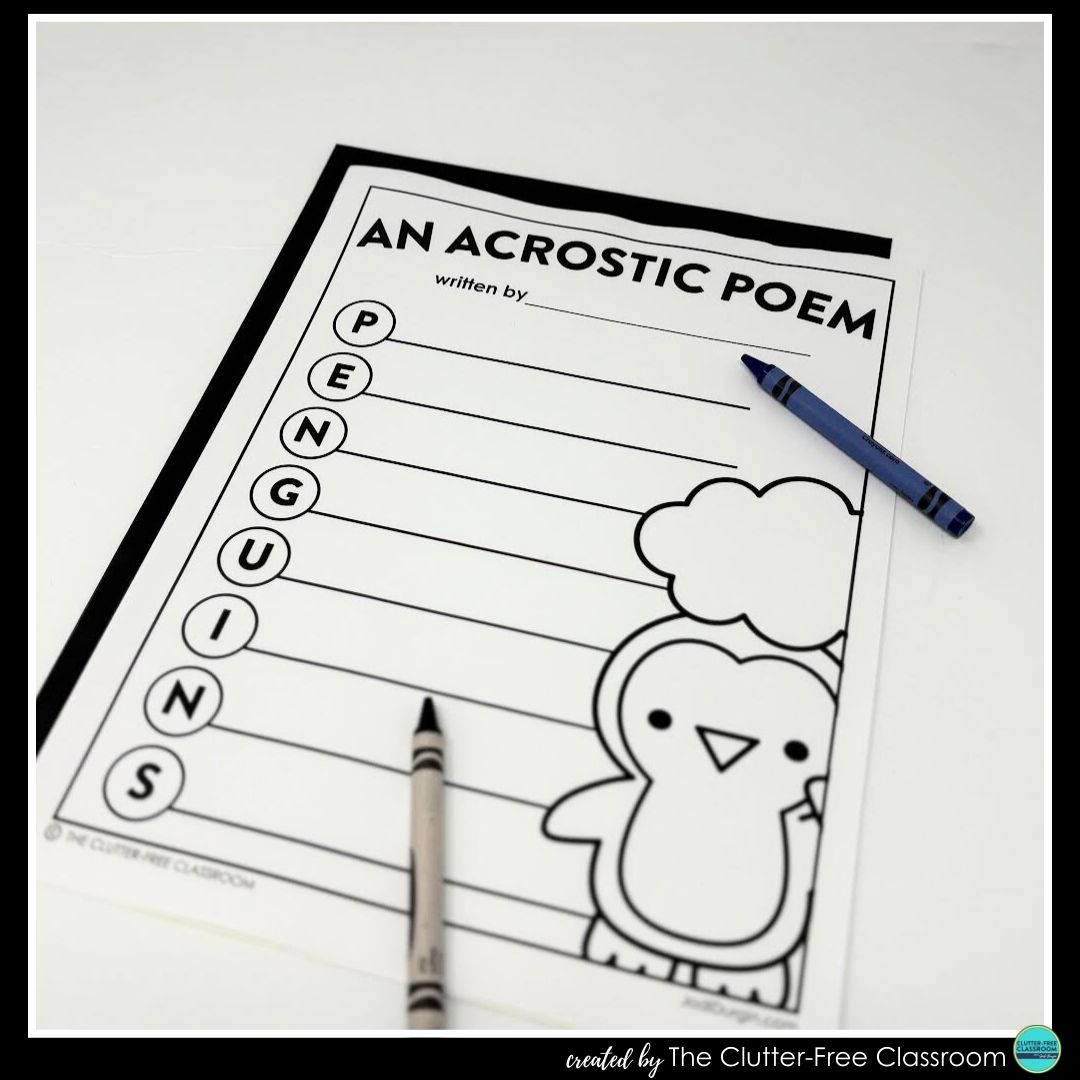 Penguin Printables for Teaching Acrostic Poems to Elementary Students ...