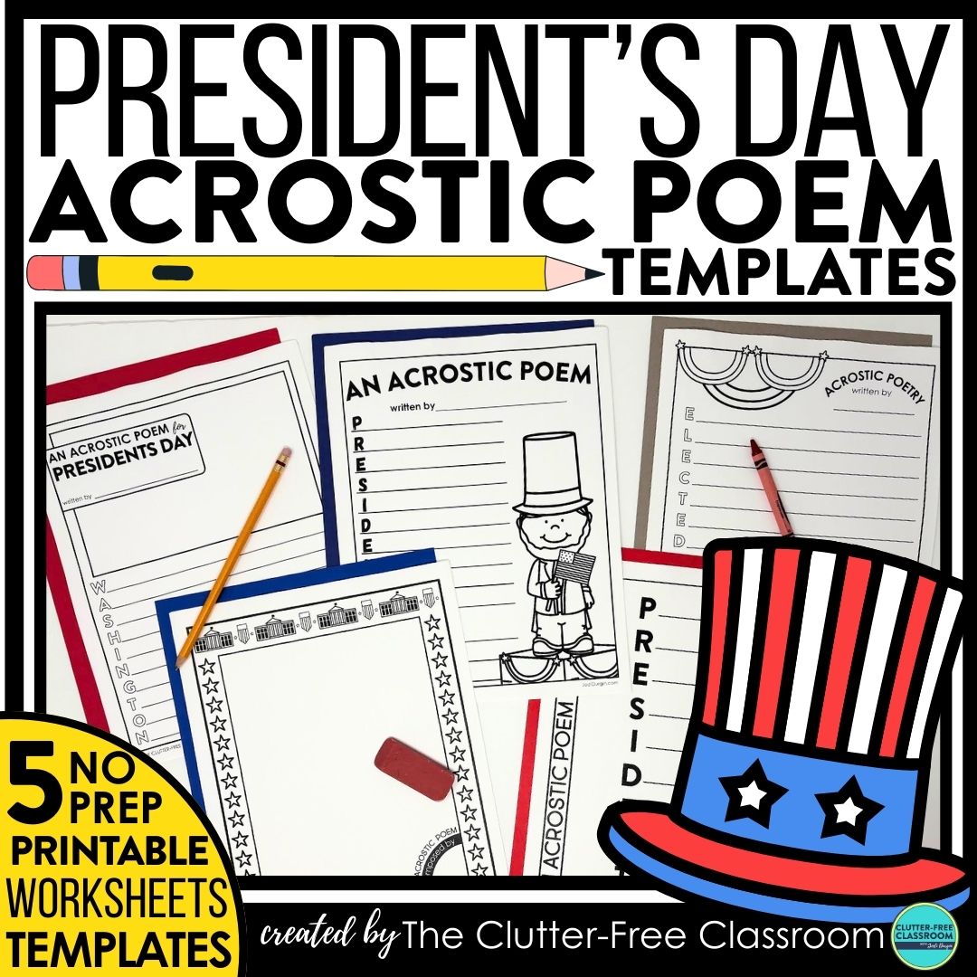 Presidents Day Printables for Teaching Acrostic Poems to Elementary ...