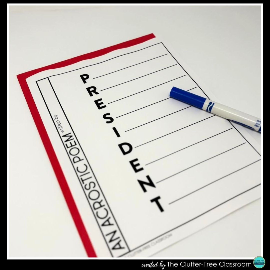 Presidents Day Printables for Teaching Acrostic Poems to Elementary ...