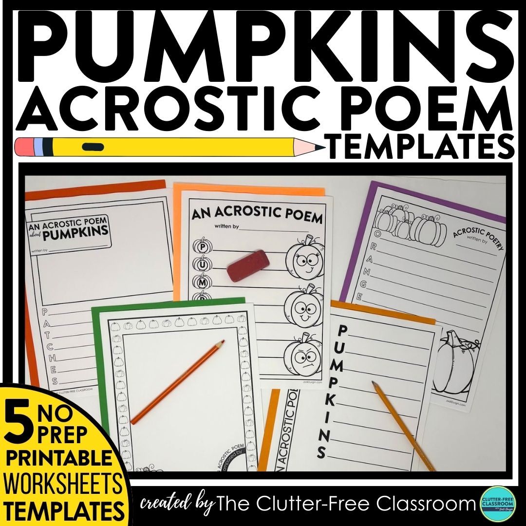 Pumpkin Acrostic Poem Template Activities for Elementary Students ...