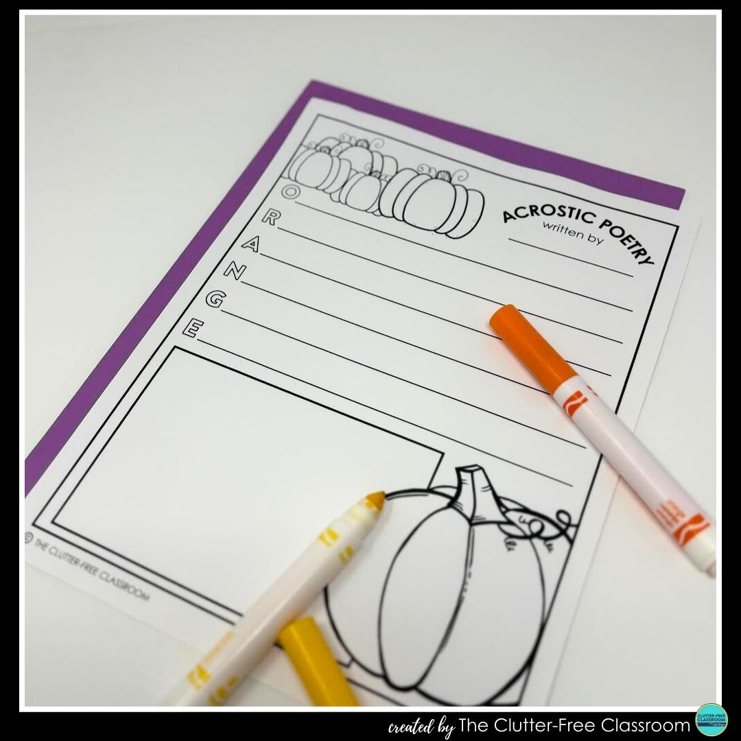 Pumpkin Acrostic Poem Template Activities for Elementary Students ...
