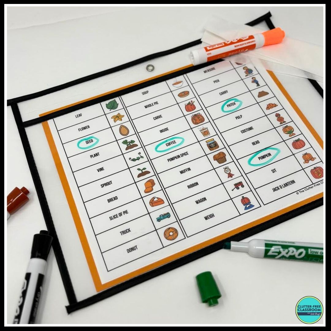 Pumpkin Bingo Activities for Elementary Students - Teaching with Jodi ...