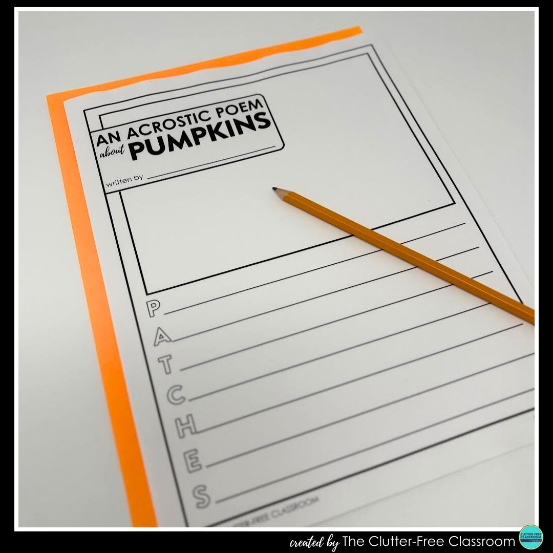 Pumpkin Acrostic Poem Template Activities for Elementary Students ...