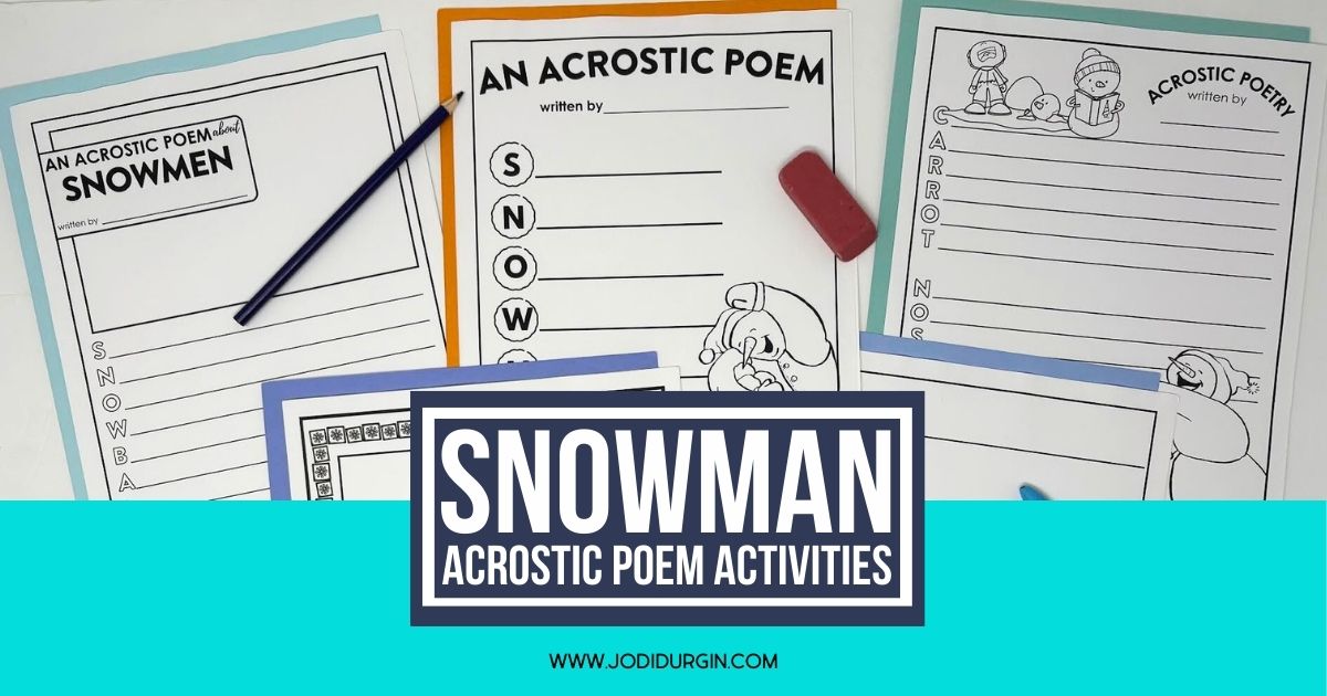 Snowman Acrostic Poem Template Activities for Elementary Students ...