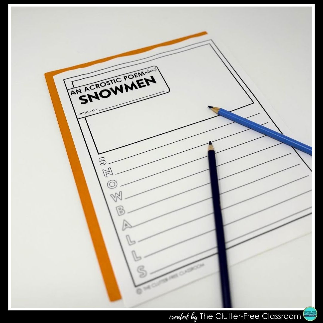 Snowman Acrostic Poem Template Activities for Elementary Students ...