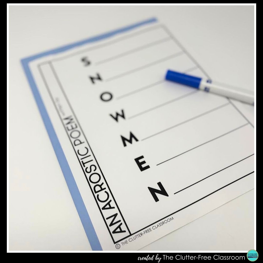 Snowman Acrostic Poem Template Activities for Elementary Students ...