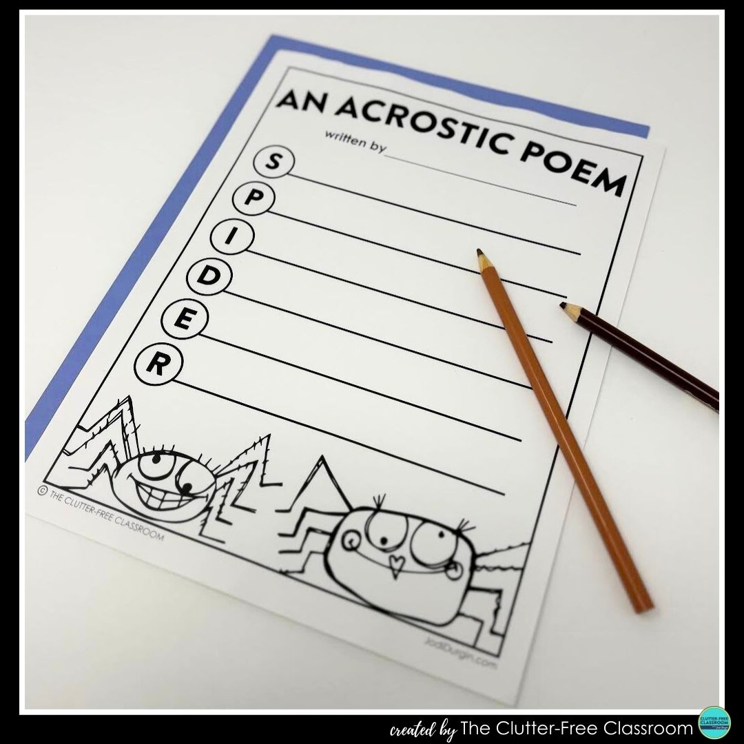Spider Printables for Teaching Acrostic Poems to Elementary Students ...