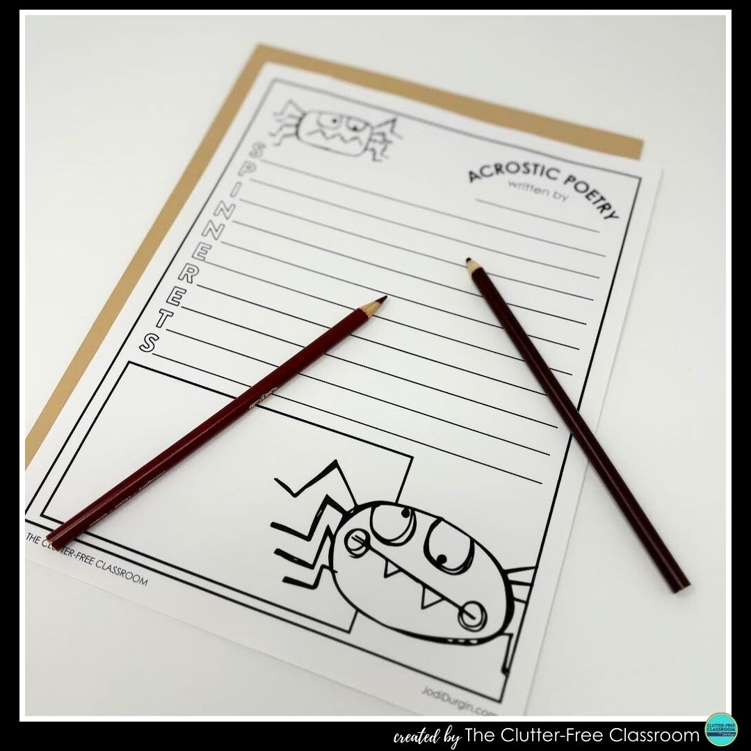 Spider Printables for Teaching Acrostic Poems to Elementary Students ...