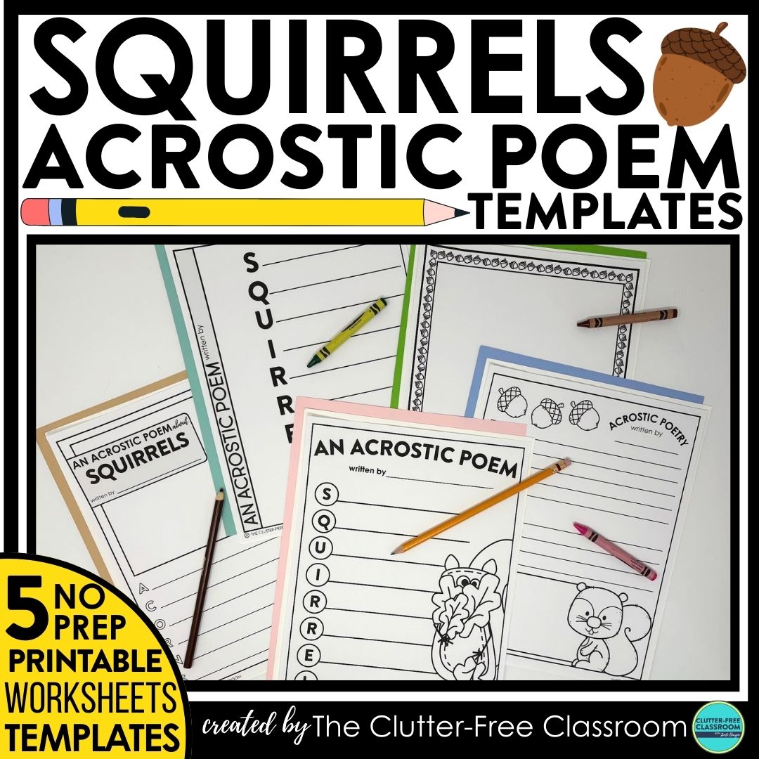 Squirrel Printables for Teaching Acrostic Poems to Elementary Students ...