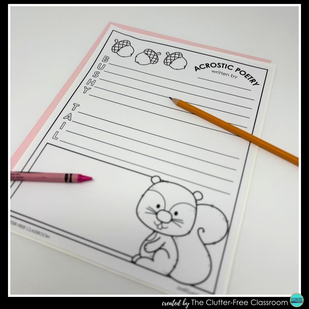 Squirrel Printables for Teaching Acrostic Poems to Elementary Students ...