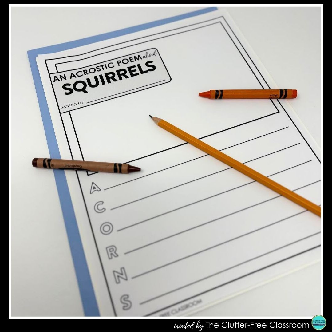 Squirrel Printables for Teaching Acrostic Poems to Elementary Students ...