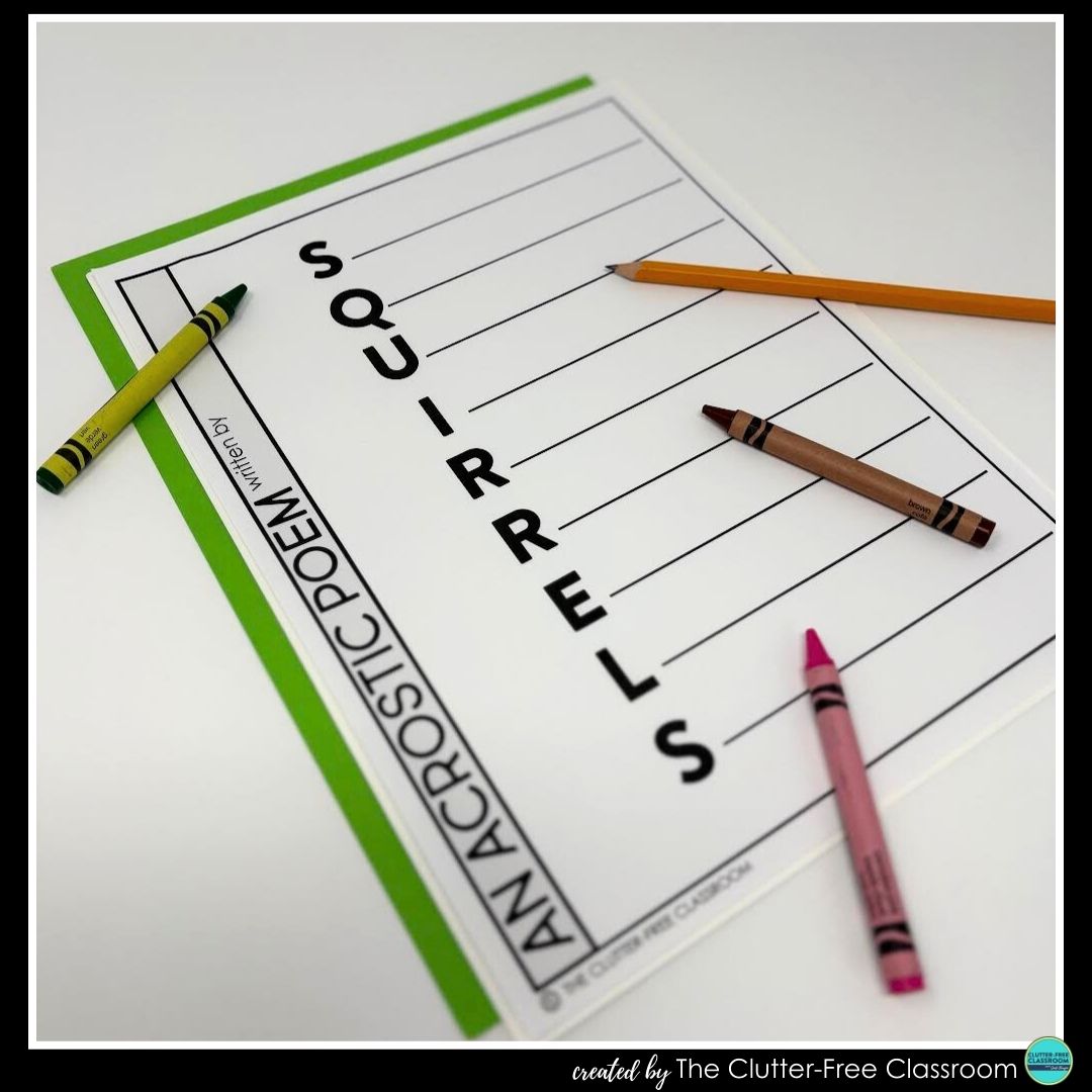 Squirrel Printables for Teaching Acrostic Poems to Elementary Students ...
