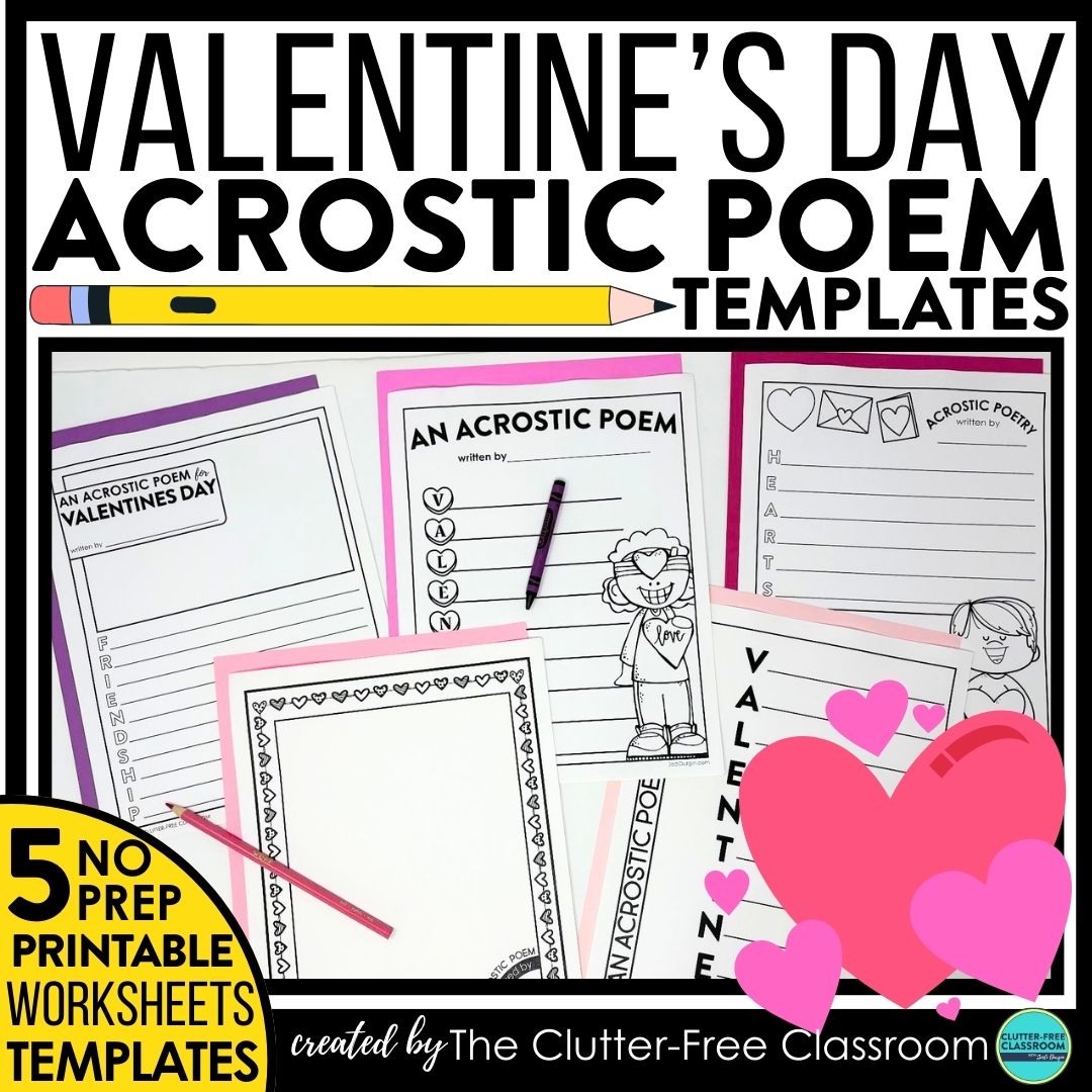 Valentine's Day Poetry Activities for Teaching Acrostic Poems to ...