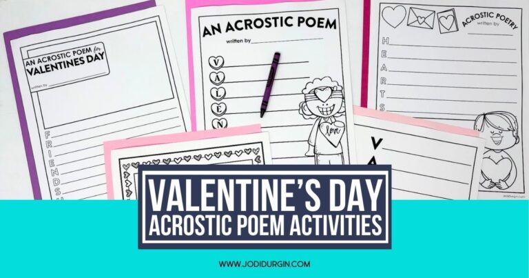 Valentine's Day Poetry Activities for Teaching Acrostic Poems to ...