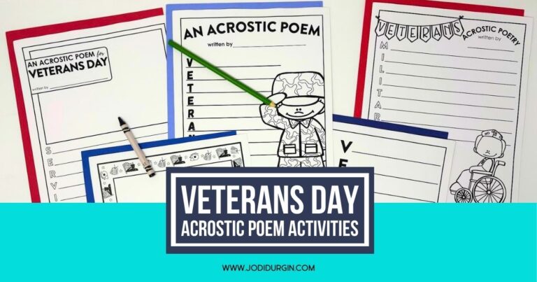Veterans Day Acrostic Poem Template Activities for Elementary Students ...