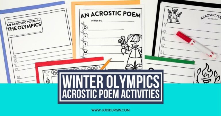Winter Olympics Worksheets for Teaching Acrostic Poems to Elementary ...