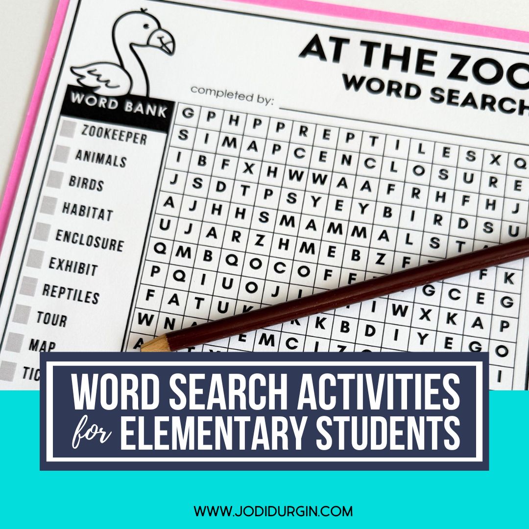 Word Searches for Kids in Elementary School - 2026 - Teaching with Jodi ...