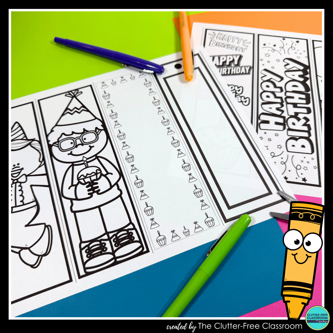 Birthday Bookmarks for Elementary Students to Color - 2026 - Teaching ...